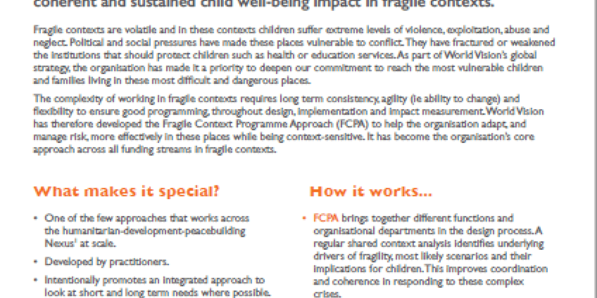 Fcpa Fragile Contexts Programming Approach Designing For Impact In Fragile Contexts